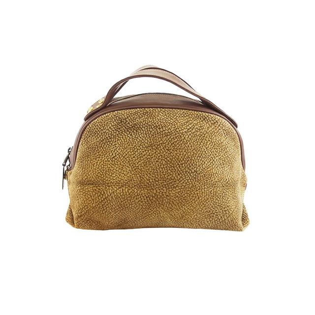 【X'masセール★30%OFF】ボルボネーゼ BORBONESE ハンドバッグうずら柄 redwallタグ付き ベージュ ブラウン ゴールド レディース 中古