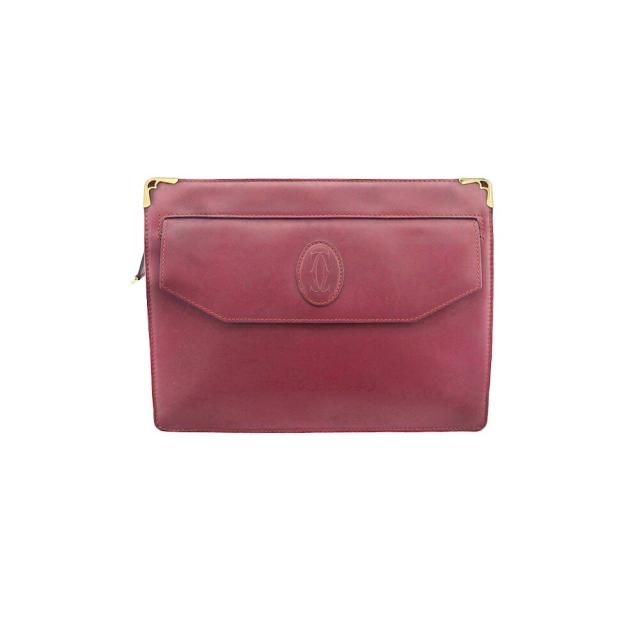 【BIGお買い物ラリー★30%OFFセール中】カルティエ CARTIER クラッチバッグマストライン ボルドー ゴールド レディース 中古