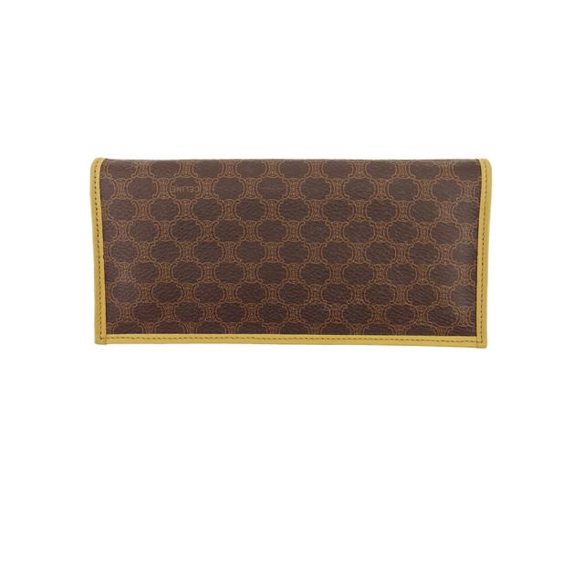 【BIGお買い物ラリー★30%OFFセール中】セリーヌ CELINE 長財布マカダム ブラウン　ベージュ レディース 中古