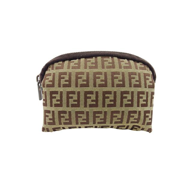 【BIGお買い物ラリー★30%OFFセール中】フェンディ FENDI 化粧ポーチズッカ ブラウン　ベージュ レディース 中古