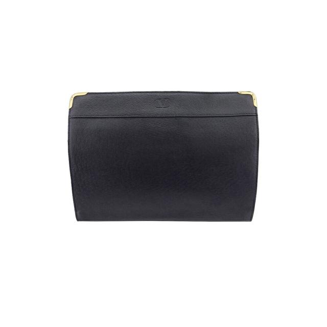【BIGお買い物ラリー★30%OFFセール中】ヴァレンティノ・ガラヴァーニ Valentino Garavani クラッチバッグVマーク ブラック ゴールド レディース 中古
