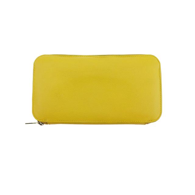 【X'masセール★30%OFF】ヴァレクストラ Valextra 長財布 ラウンドジップ12カード イエロー ゴールド レディース 中古