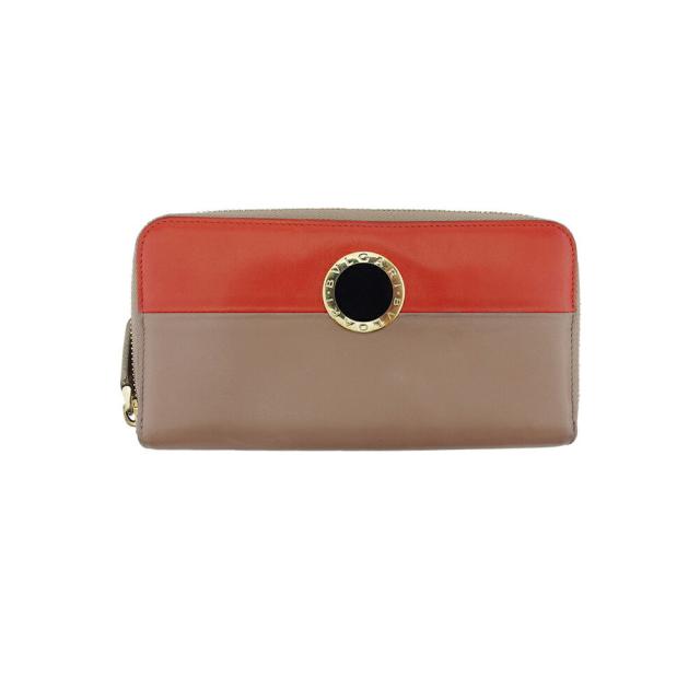 【BIGお買い物ラリー★30%OFFセール中】ブルガリ BVLGARI 長財布コローレ バイカラー グレー 灰色 ベージュ オレンジ系 レディース 中古