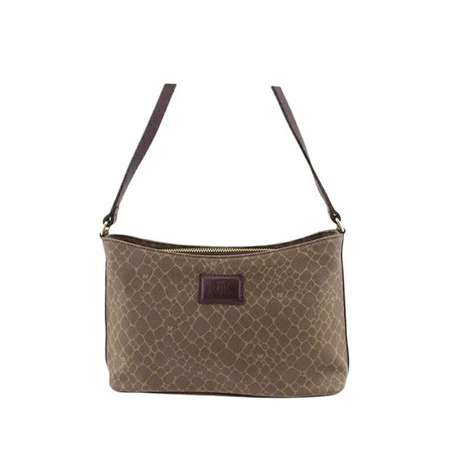 【BIGお買い物ラリー★30%OFFセール中】ニナリッチ NINA RICCI ショルダーバッグヌーボー柄 NRマーク ブラウン ベージュ ゴールド レディース 中古