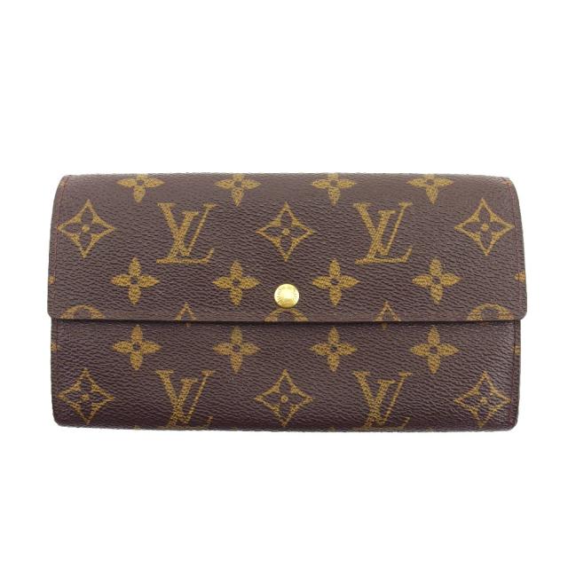 【X'masセール★30%OFF】ルイ・ヴィトン LOUIS VUITTON 長財布モノグラム ポシェットポルトモネクレディ ブラウン ベージュ レディース 中古
