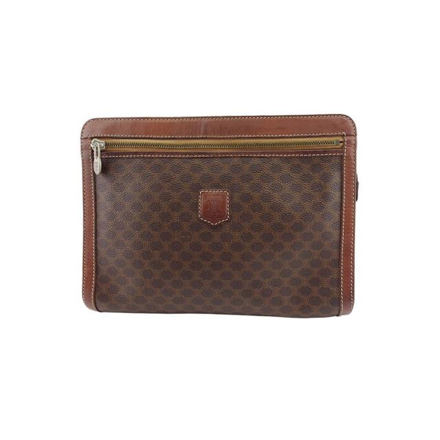 【BIGお買い物ラリー★30%OFFセール中】セリーヌ CELINE クラッチバッグマカダム ブラウン ベージュ レディース 中古