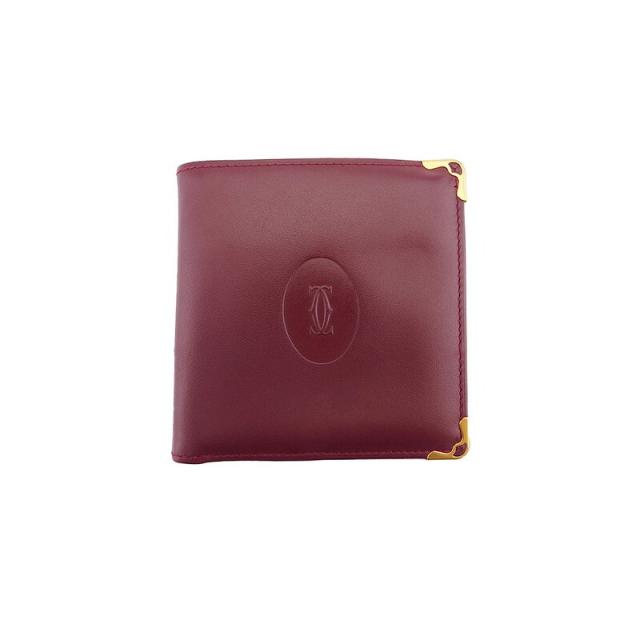【X'masセール★30%OFF】カルティエ CARTIER 二つ折り財布マストライン ボルドー ゴールド レディース 中古