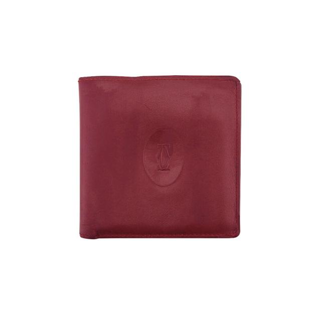 【BIGお買い物ラリー★30%OFFセール中】カルティエ CARTIER 二つ折り財布マストライン ボルドー ゴールド レディース 中古