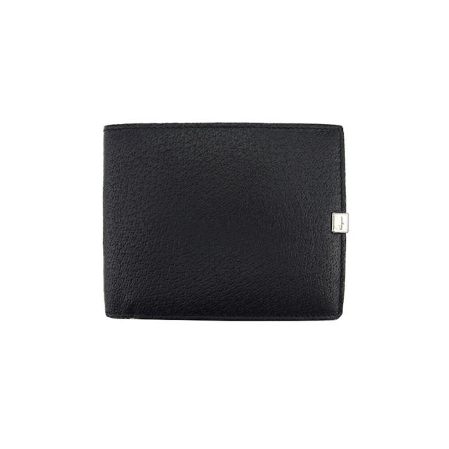 【BIGお買い物ラリー★30%OFFセール中】サルヴァトーレフェラガモ Salvatore Ferragamo 二つ折り財布ロゴプレート ブラック シルバー レディース 中古