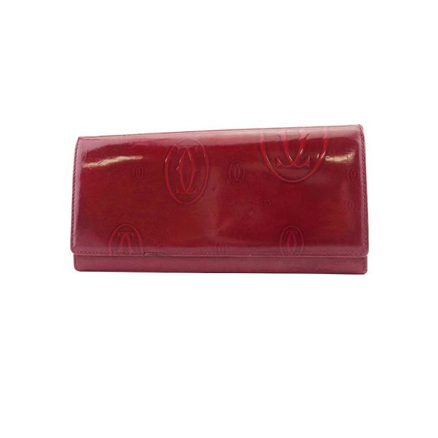 【BIGお買い物ラリー★30%OFFセール中】カルティエ CARTIER 長財布 ハッピーバースデー ボルドー　シルバー レディース 中古