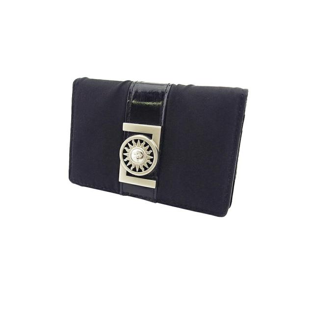 【BIGお買い物ラリー★30%OFFセール中】ヴェルサーチ VERSACE パスケース ブラック　シルバー レディース 中古