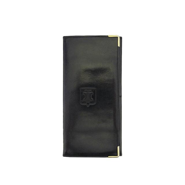 【X'masセール★30%OFF】セリーヌ CELINE 長財布トリオンフマーク 角プレート ブラック ゴールド レディース 中古