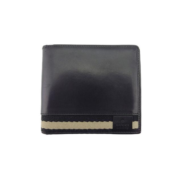 【BIGお買い物ラリー★30%OFFセール中】グッチ GUCCI 二つ折り財布シェリーライン ブラック ベージュ レディース 中古