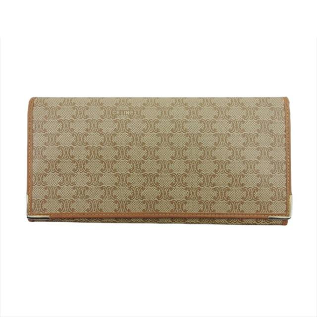 【X'masセール★30%OFF】セリーヌ CELINE 長財布マカダム ベージュ ブラウン ゴールド レディース 中古