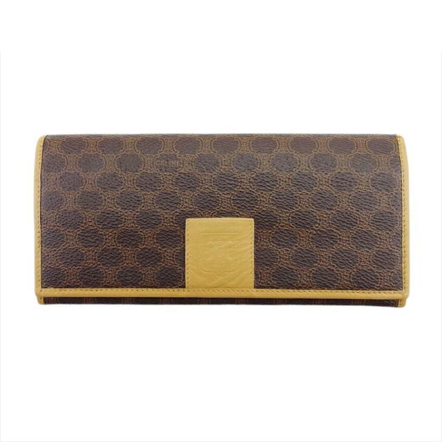 【BIGお買い物ラリー★30%OFFセール中】セリーヌ CELINE 長財布マカダム ブラウン ベージュ レディース 中古