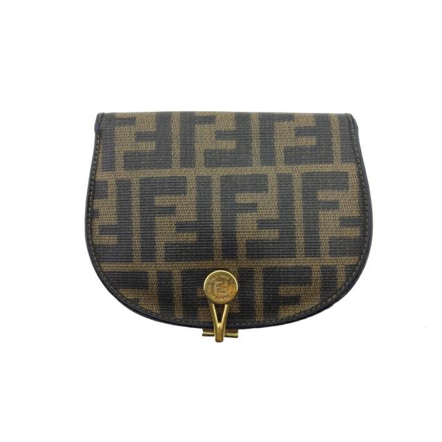 【BIGお買い物ラリー★30%OFFセール中】フェンディ FENDI 二つ折り財布ズッカ ブラック ベージュ ゴールド レディース 中古