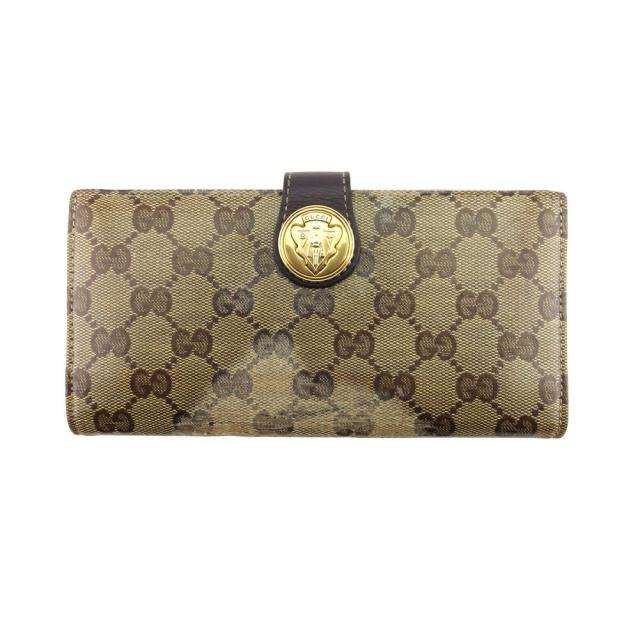 【BIGお買い物ラリー★30%OFFセール中】グッチ GUCCI 長財布GGクリスタル ヒステリア ベージュ ブラウン ゴールド レディース 中古