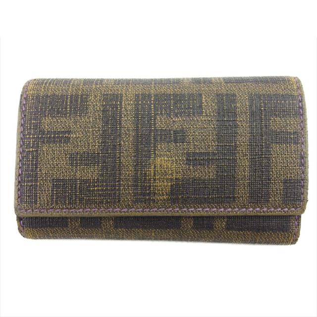 【BIGお買い物ラリー★30%OFFセール中】フェンディ FENDI キーケースズッカ ベージュ ブラック パープル レディース 中古