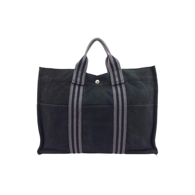 【X'masセール★30%OFF】エルメス HERMES トートバッグフールトゥ トートMM ブラック グレー 灰色 シルバー レディース 中古