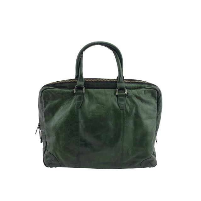 【X'masセール★30%OFF】バーバリーブラックレーベル BURBERRY BLACK LABEL ビジネスバッグホースマーク グリーン レディース 中古