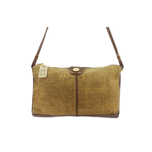 【X'masセール★30%OFF】ボルボネーゼ BORBONESE ショルダーバッグうずら柄 redwallタグ付き ブラウン ベージュ ゴールド レディース 中古