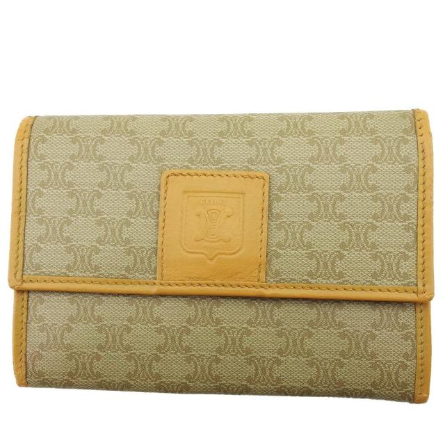 【BIGお買い物ラリー★30%OFFセール中】セリーヌ CELINE 二つ折り財布マカダム ベージュ ブラウン レディース 中古