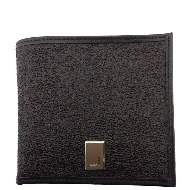 【X'masセール★30%OFF】ダンヒル Dunhill 二つ折り財布ロゴプレート ブラウン シルバー ブラック レディース 中古