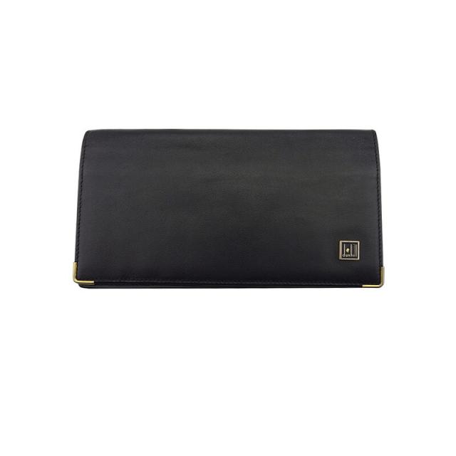【BIGお買い物ラリー★30%OFFセール中】ダンヒル Dunhill 札入れロゴプレート 角プレート ブラック ゴールド レディース 中古