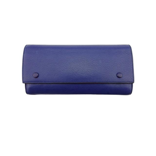 【BIGお買い物ラリー★30%OFFセール中】セリーヌ CELINE 長財布ロゴ ラージフラップマルチファンクション ネイビー ベージュ ゴールド レディース 中古