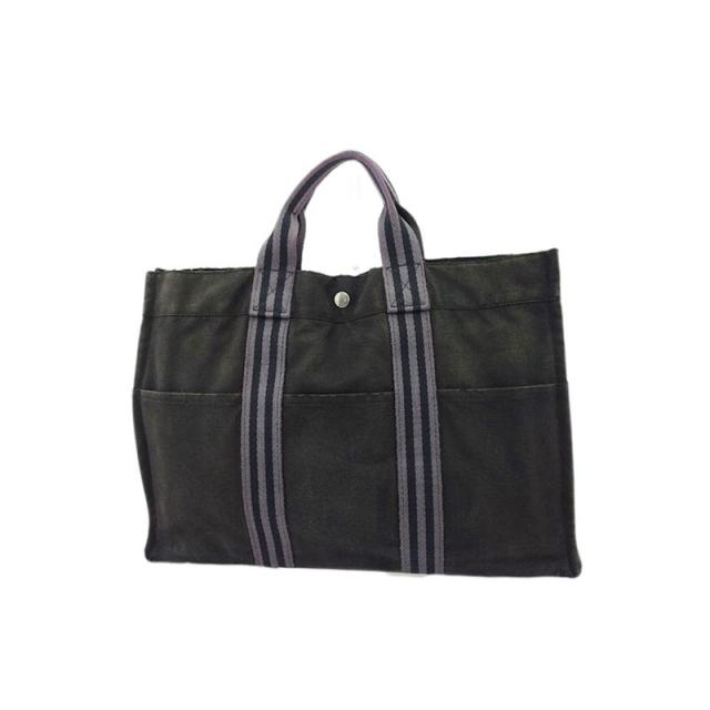 【X'masセール★30%OFF】エルメス HERMES トートバッグフールトゥ トートMM ブラック グレー 灰色 シルバー レディース 中古