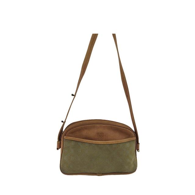 【BIGお買い物ラリー★30%OFFセール中】ジバンシィ GIVENCHY ショルダーバッグ4Gロゴ ベージュ グリーン グレー 灰色 レディース 中古