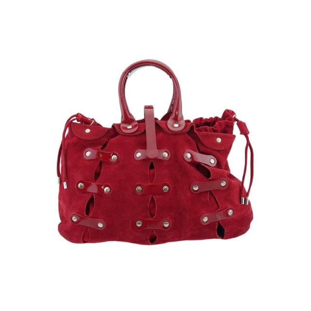 【BIGお買い物ラリー★30%OFFセール中】ドルチェアンドガッバーナ DOLCE&GABBANA トートバッグ異素材コンビ ドルガバ レッド シルバー レディース 中古