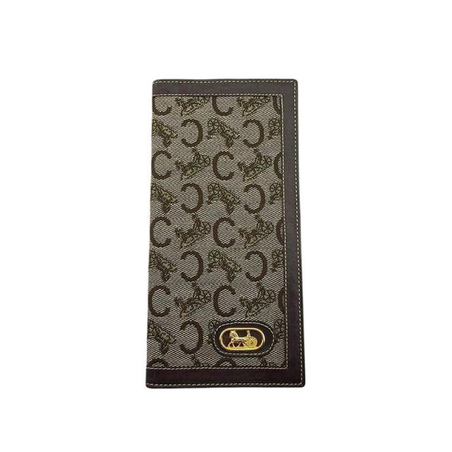 【BIGお買い物ラリー★30%OFFセール中】セリーヌ CELINE 札入れCマカダム ホースキャリッジプレート ブラウン ベージュ ゴールド レディース 中古