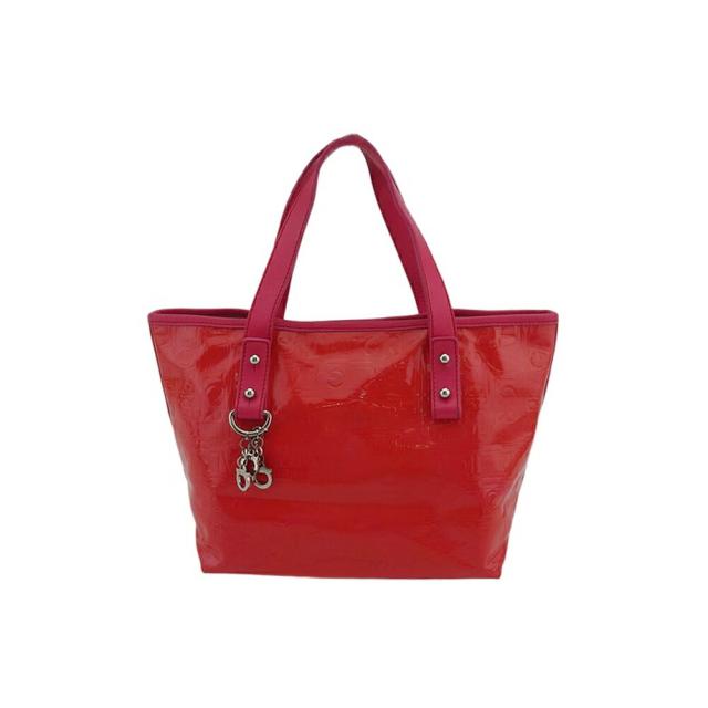 【X'masセール★30%OFF】サルヴァトーレフェラガモ Salvatore Ferragamo ハンドバッグロゴ柄 ガンチーニチャーム付き レッド ピンク シルバー レディース 中古