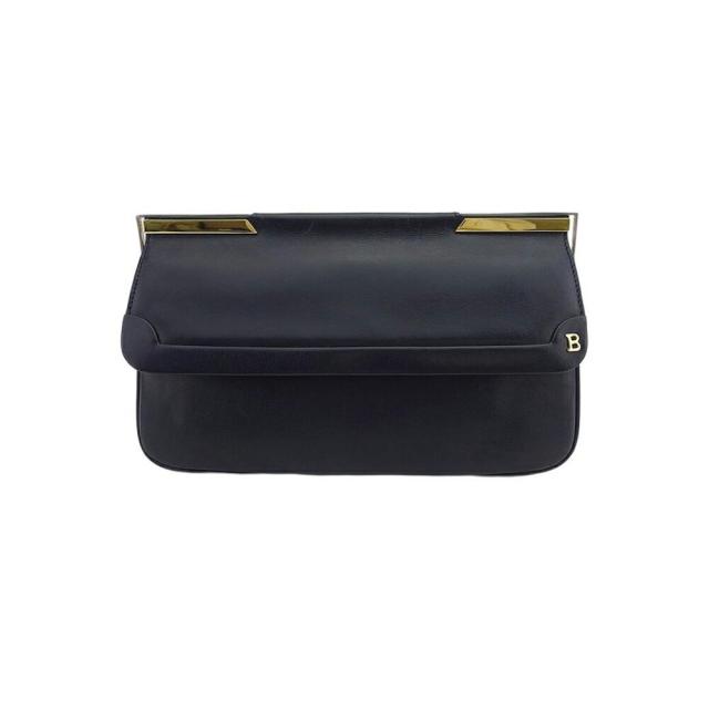【X'masセール★30%OFF】バリー BALLY クラッチバッグBマーク ネイビー ブラック系 レディース 中古