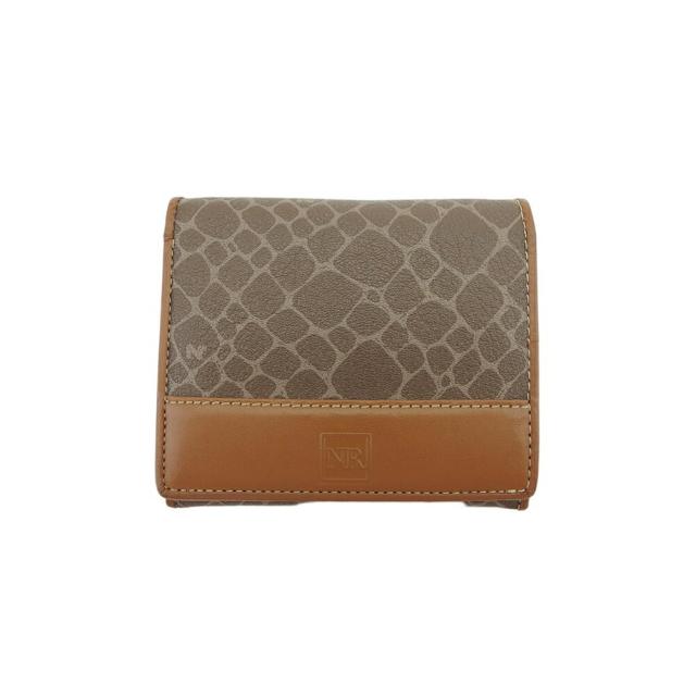 【BIGお買い物ラリー★30%OFFセール中】ニナリッチ NINA RICCI 二つ折り財布ヌーボー柄 ブラウン ベージュ レディース 中古