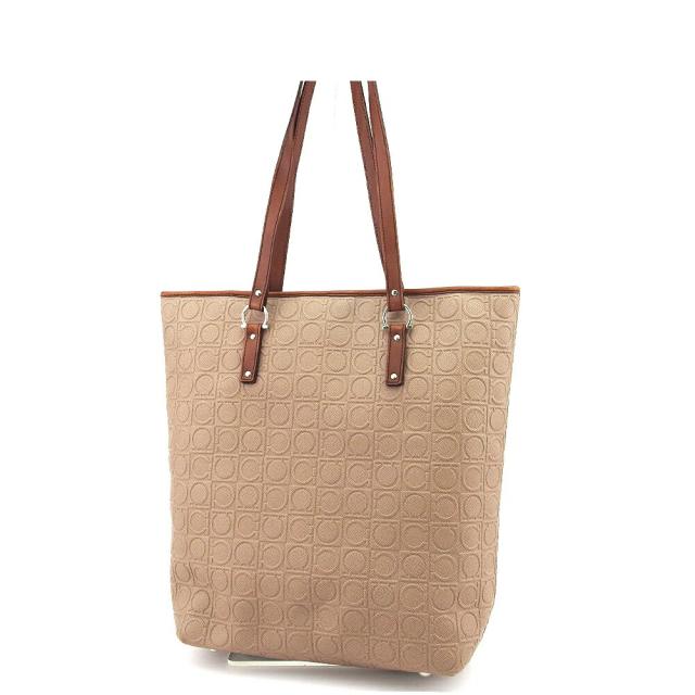 【BIGお買い物ラリー★30%OFFセール中】サルヴァトーレフェラガモ Salvatore Ferragamo ハンドバッグガンチーニ ベージュライトブラウンブラウン レディース 中古