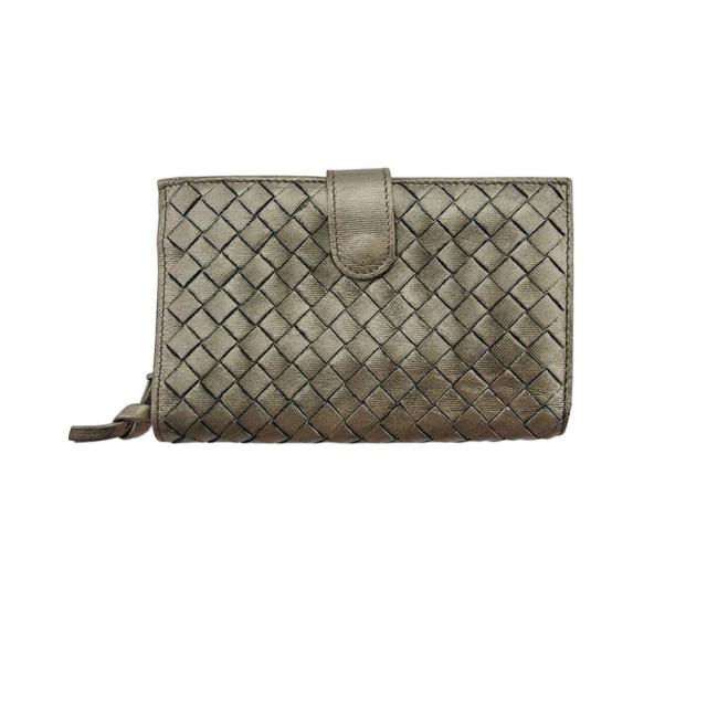 【X'masセール★30%OFF】ボッテガヴェネタ BOTTEGAVENETA 二つ折り財布イントレチャート ブロンズ レディース 中古