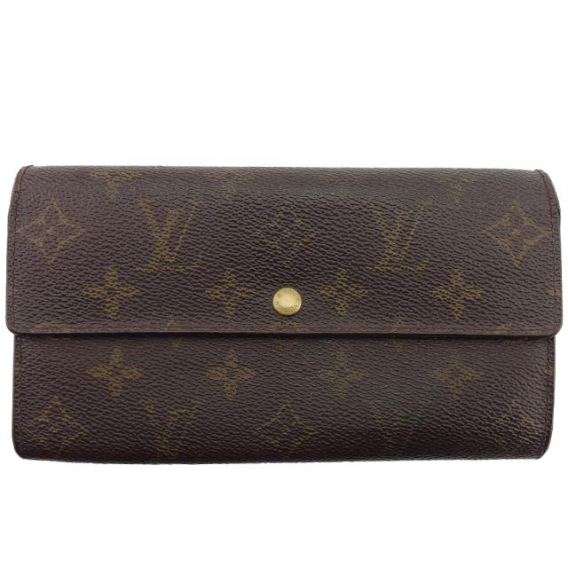 【BIGお買い物ラリー★30%OFFセール中】ルイ・ヴィトン LOUIS VUITTON 長財布モノグラム ポシェットポルトモネクレディ ブラウン ベージュ ゴールド レディース 中古