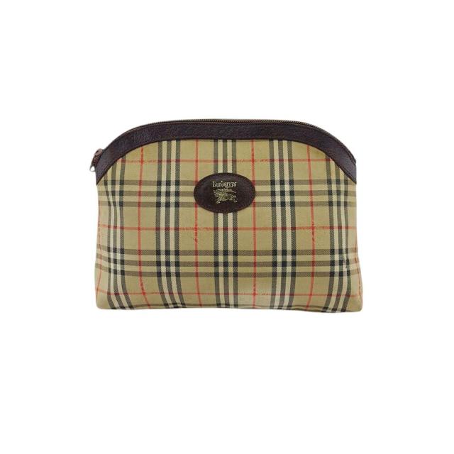 【X'masセール★30%OFF】バーバリー BURBERRY ポーチノバチェック ベージチェック　ブラウン レディース 中古