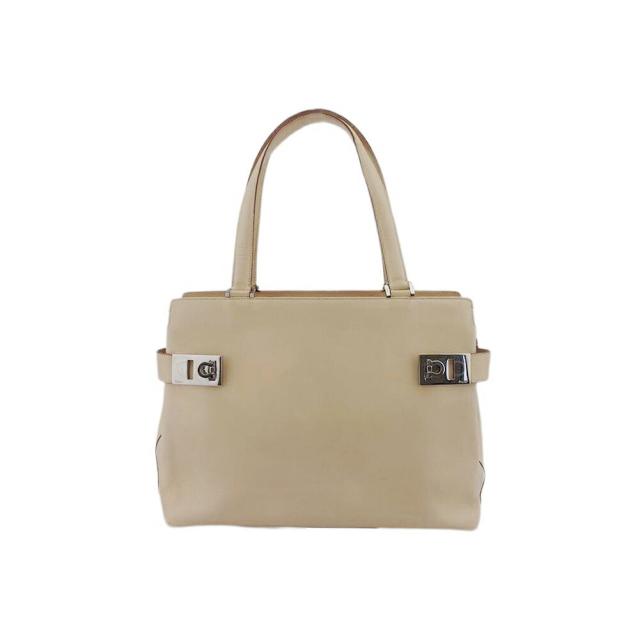 【X'masセール★30%OFF】サルヴァトーレフェラガモ Salvatore Ferragamo トートバッグガンチーニ ベージュ　シルバー レディース 中古