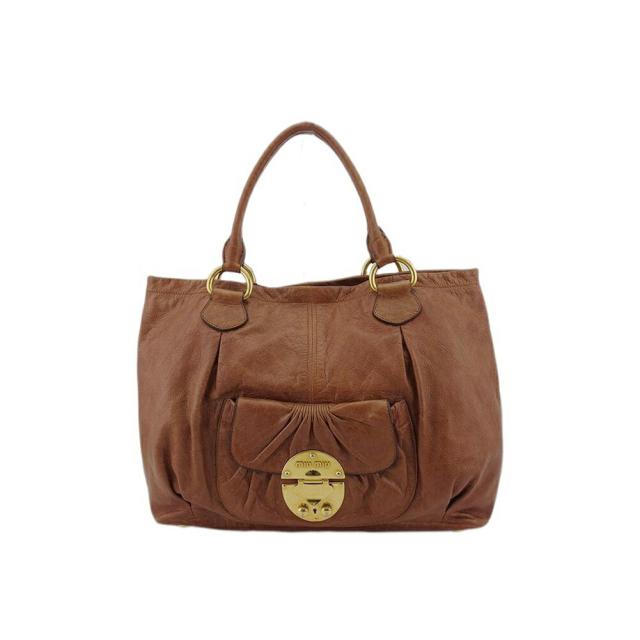 【BIGお買い物ラリー★30%OFFセール中】ミュウミュウ MIUMIU トートバッグ ライトブラウン レディース 中古