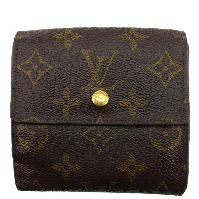 【BIGお買い物ラリー★30%OFFセール中】ルイ・ヴィトン LOUIS VUITTON 二つ折り財布モノグラム ポルトモネビエカルトクレディ ブラウン ベージュ ゴールド レディース 中古