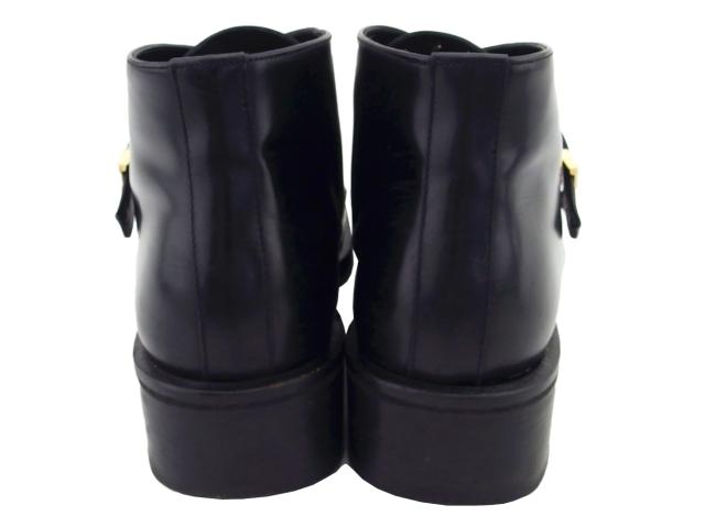 【X'masセール★30%OFF】グッチ GUCCI ブーツモンクストラップ ♯36C ショート アンクル ブーツ ブラック ゴールド レディース 中古 グッチ GUCCI ブーツモンクストラップ ♯36C ショート アンクル ブーツ