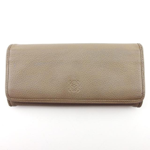 【BIGお買い物ラリー★30%OFFセール中】ロエベ LOEWE 長財布アマソナ コンチネンタルウォレット グレー 灰色 ブラウン ゴールド レディース 中古