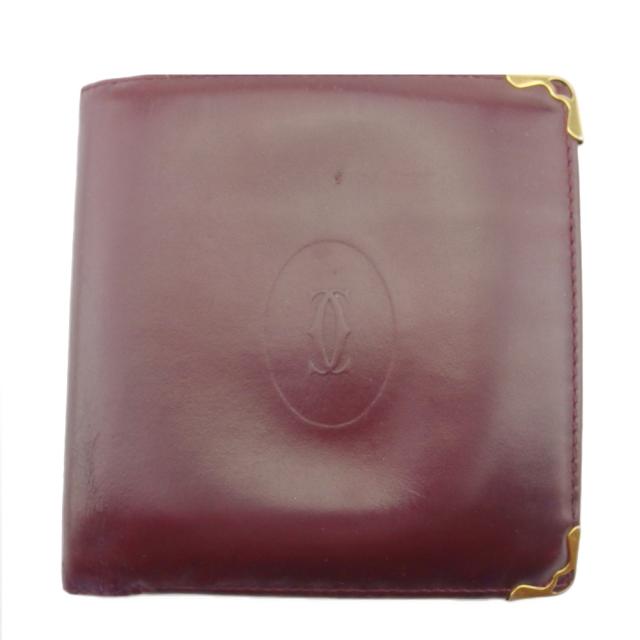 【BIGお買い物ラリー★30%OFFセール中】カルティエ CARTIER 二つ折り財布マストライン ボルドー ゴールド レディース 中古