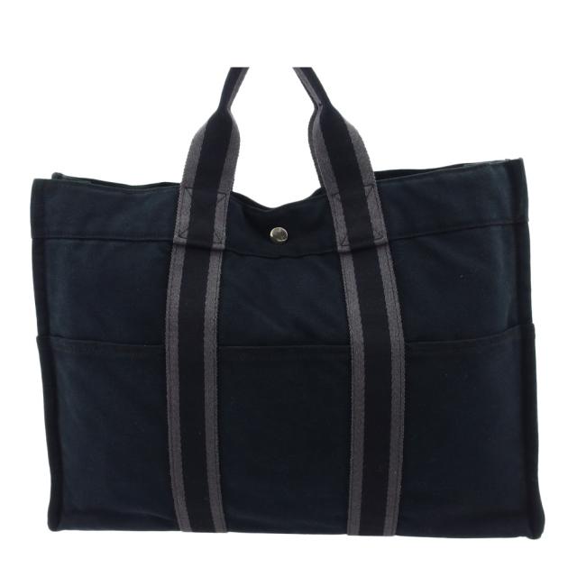 【BIGお買い物ラリー★30%OFFセール中】エルメス HERMES トートバッグフールトゥ トートMM ブラック グレー 灰色 シルバー レディース 中古