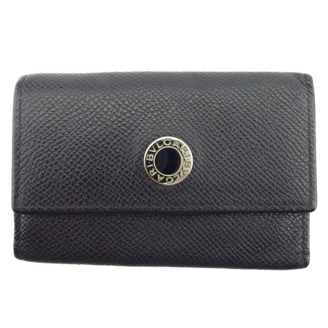 【BIGお買い物ラリー★30%OFFセール中】ブルガリ BVLGARI キーケースクラシコ ロゴボタン ブラック シルバー レディース 中古