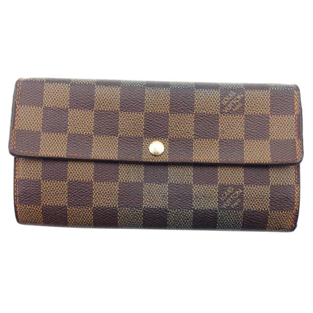 【X'masセール★30%OFF】ルイ・ヴィトン LOUIS VUITTON 長財布ダミエ ポルトフォイユサラ ブラウン ベージュ ゴールド レディース 中古
