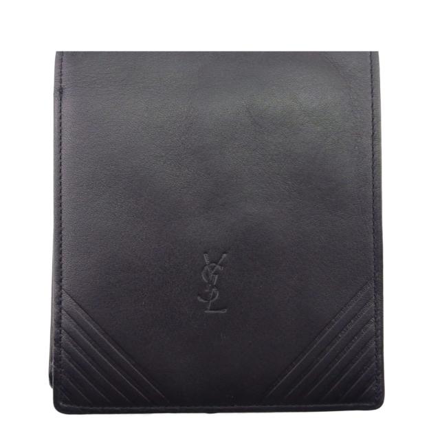 【X'masセール★30%OFF】サンローラン SAINT LAURENT 二つ折り財布YSLロゴ ブラック レディース 中古